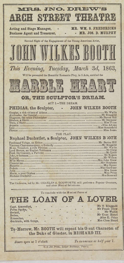 John Wilkes Booth Honed His Acting While At Philadelphias Arch Street